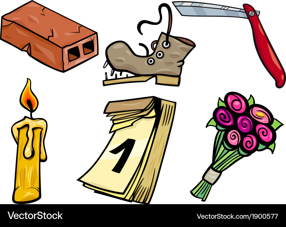 Objects cartoon clip arts set Royalty Free Vector Image