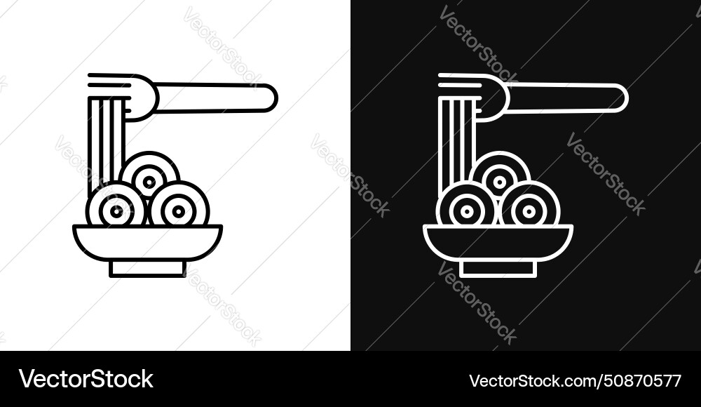 Pasta icon set spaghetti and noodle bowl symbol Vector Image