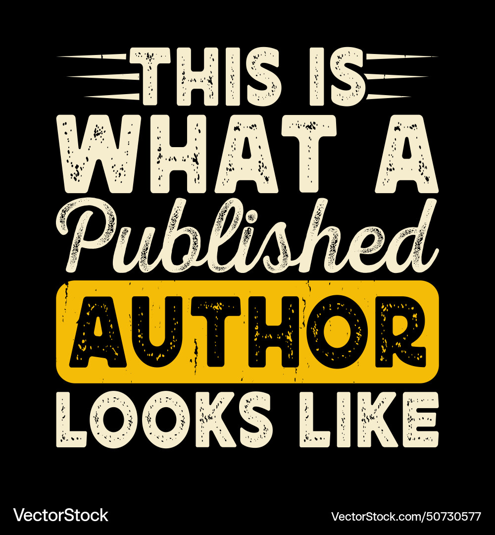 Published book author t-shirt design Royalty Free Vector