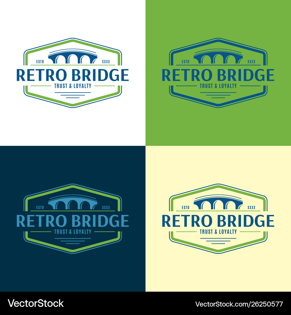 Retro bridge logo Royalty Free Vector Image - VectorStock