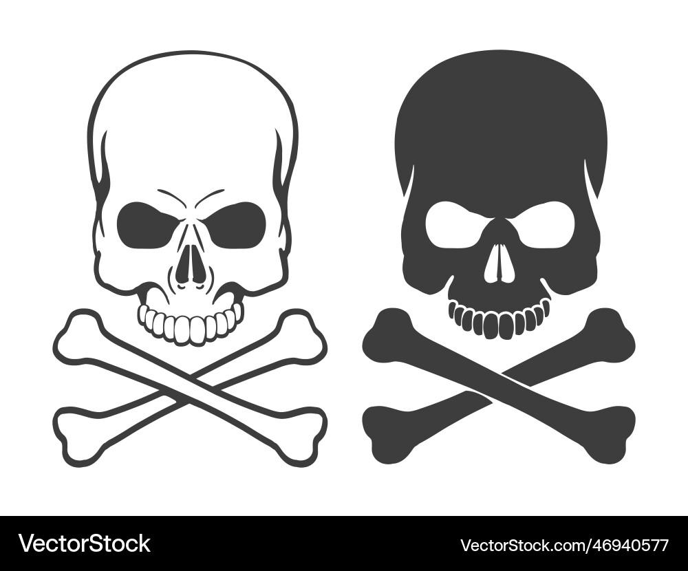 Skull and bones emblem set Royalty Free Vector Image