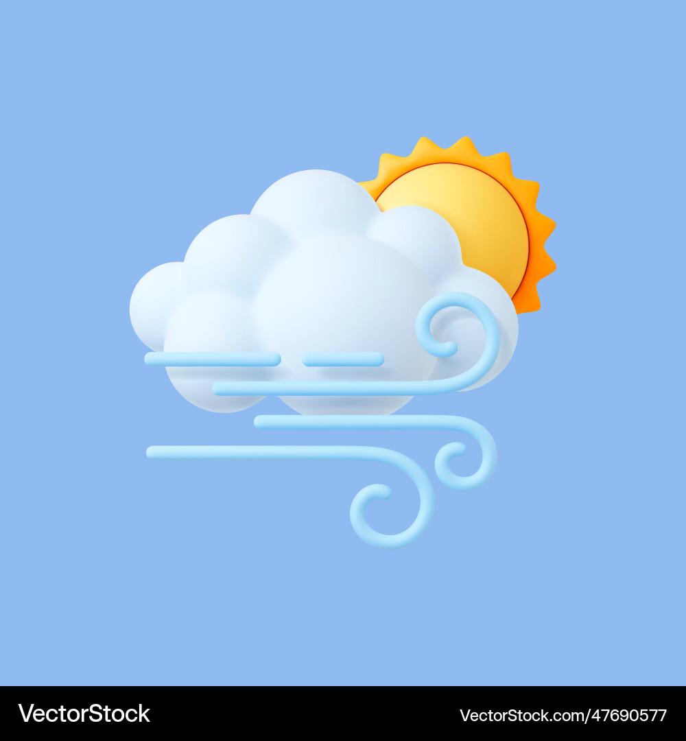 Wind weather 3d icon realistic cloud on blue Vector Image
