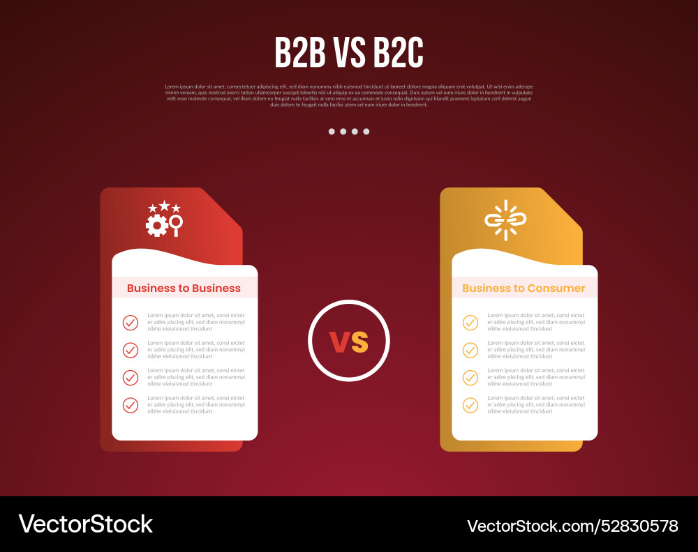 B2b vs b2c business infographic for comparison Vector Image