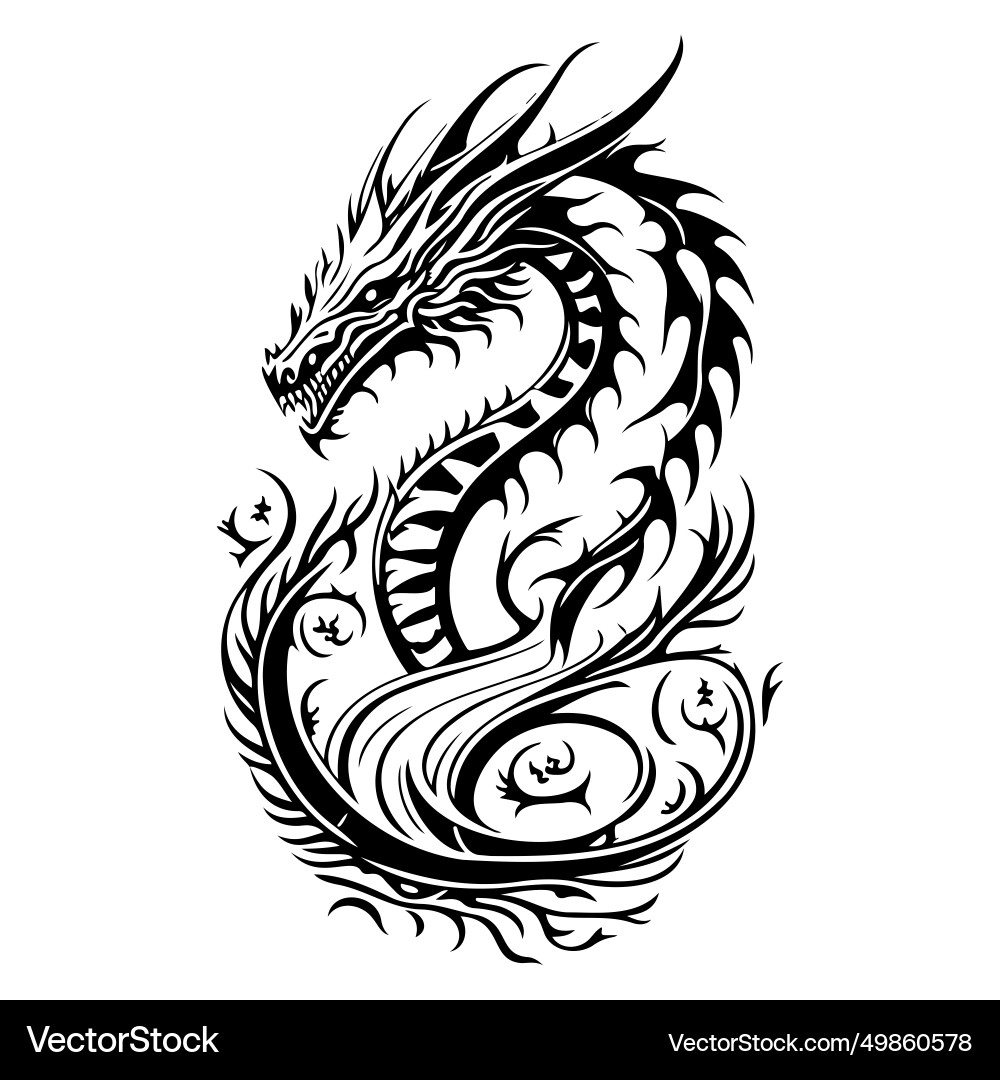 Black Dragon Symbol - Chinese Zodiac Royalty Free Vector