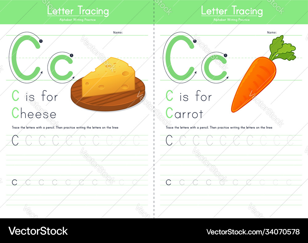C for cheese and carrot Royalty Free Vector Image