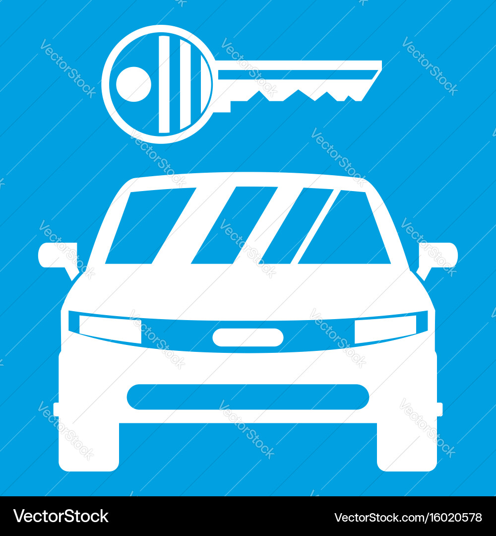 Car and key icon white Royalty Free Vector Image