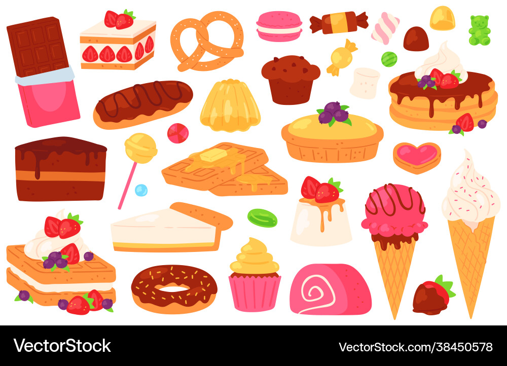 Cartoon confectionery sweets chocolate cake Vector Image