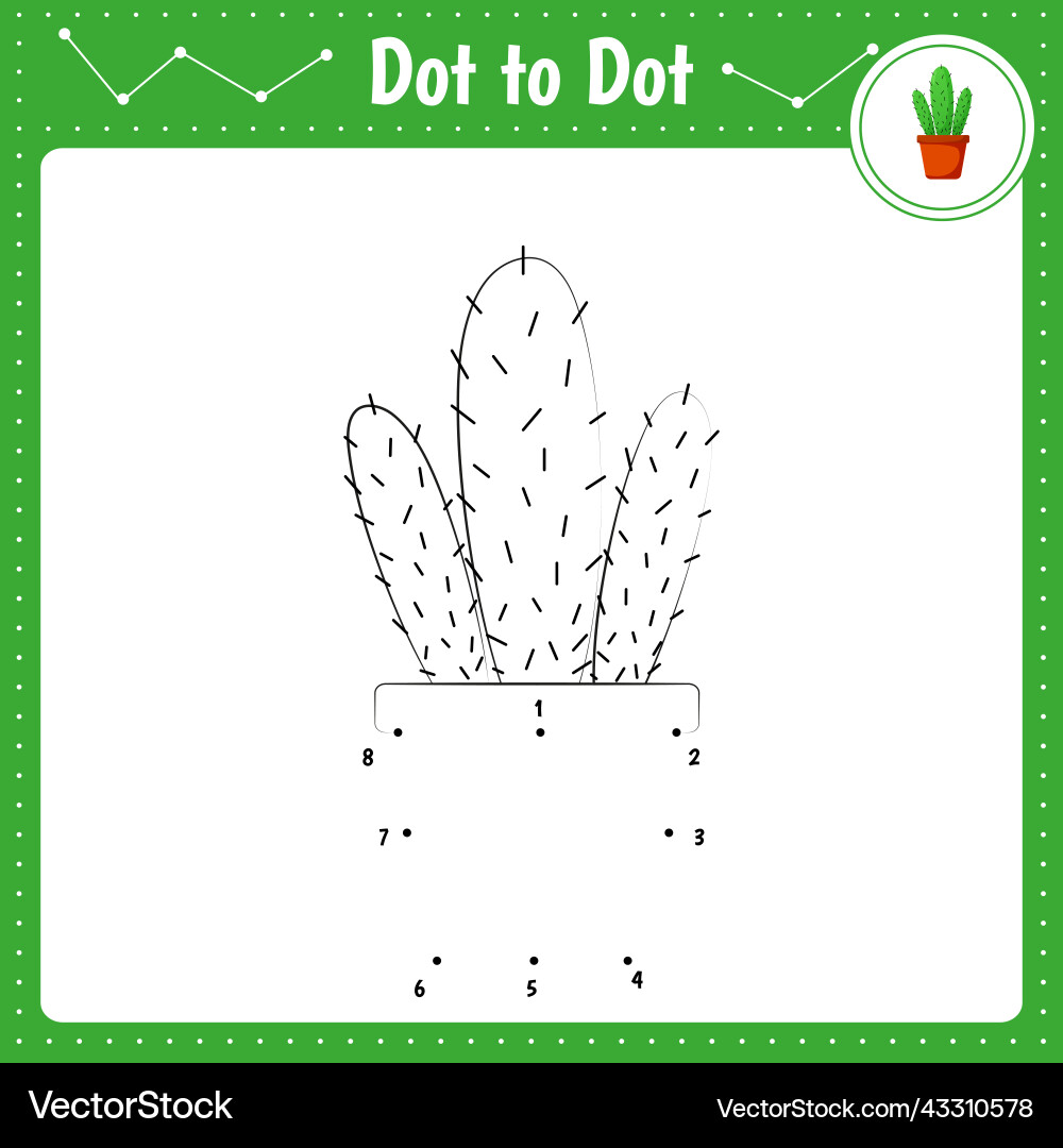 Connect the dots cactus dot to educational Vector Image