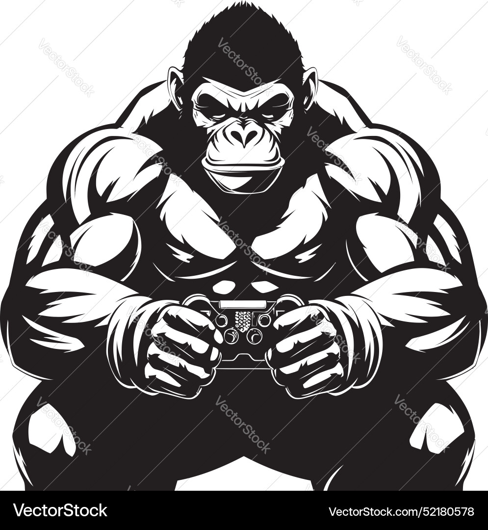 Gaming gorilla grasp powerful primate emblem Vector Image