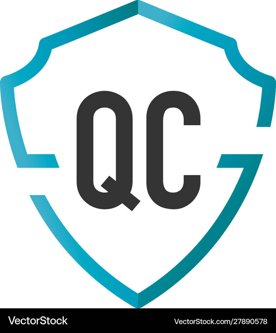 Initials letter qc creative shield design logo Vector Image