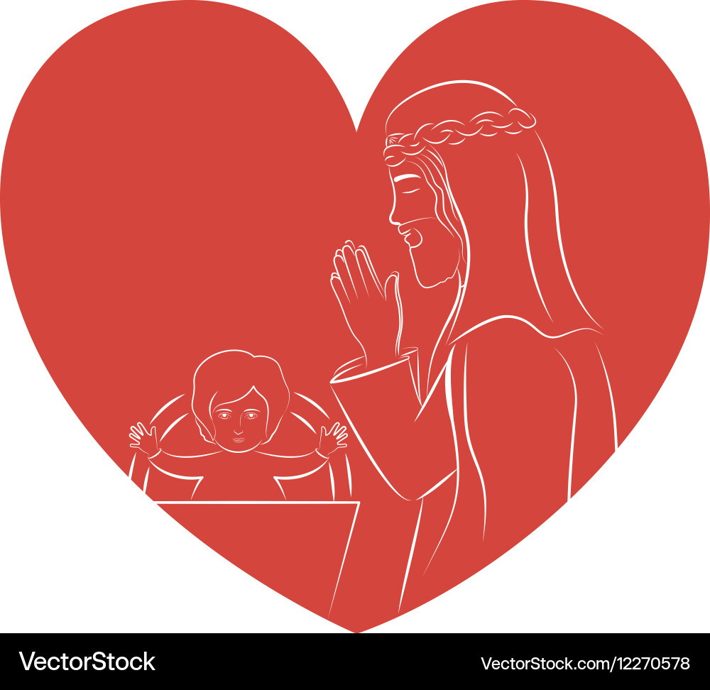 Jesus inside heart design Royalty Free Vector Image