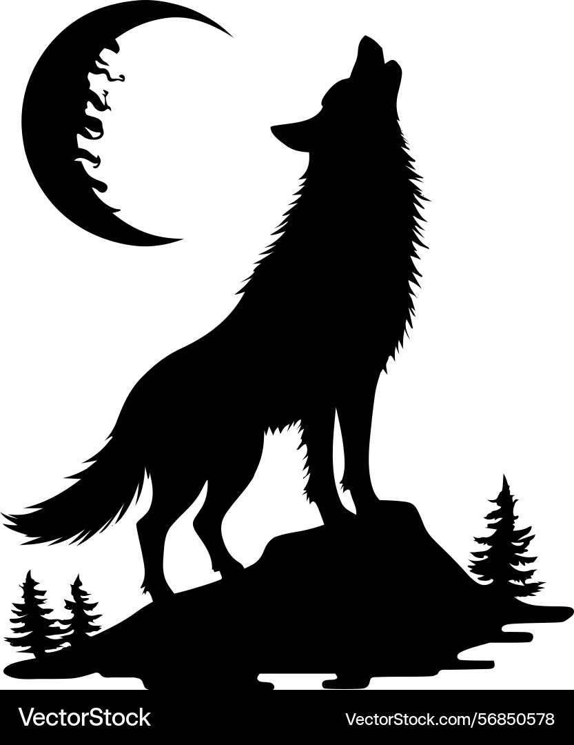 Lone forest wolf hallowing Royalty Free Vector Image