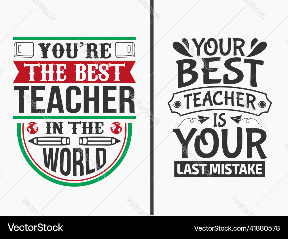 Teacher lettering typographic quotes design bundle