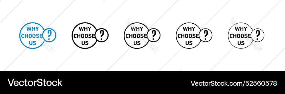 Why us icon set on white background Royalty Free Vector