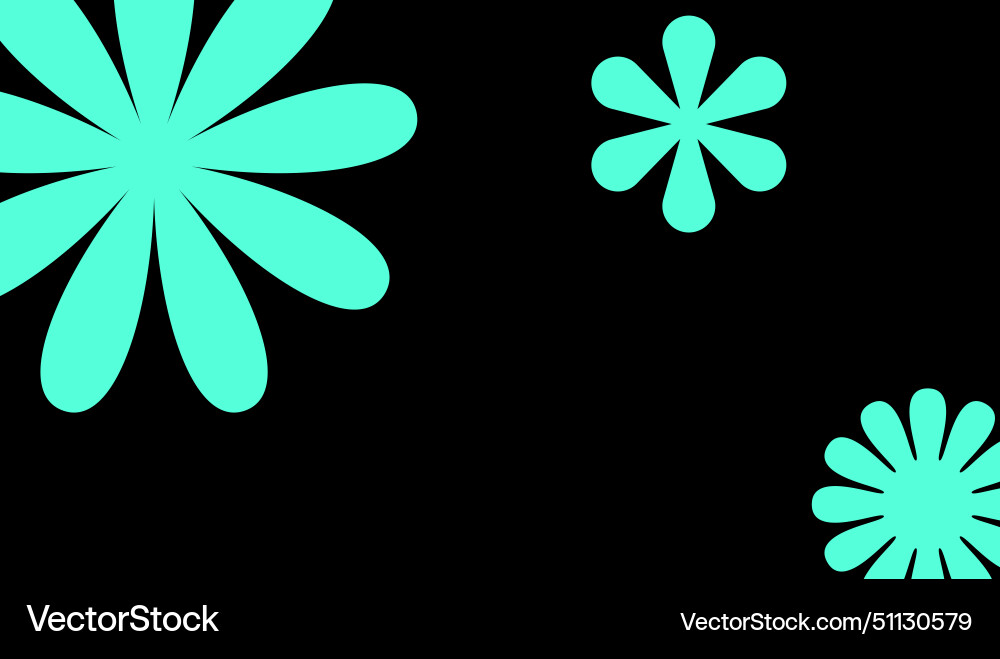 Cyan floral abstract on black Royalty Free Vector Image