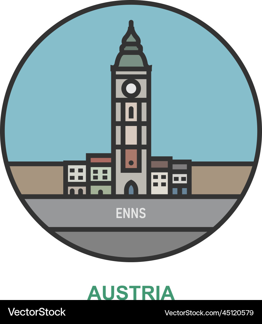 Enns cities and towns in austria Royalty Free Vector Image