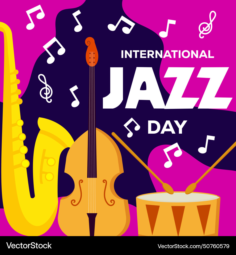 Flat design international jazz day Royalty Free Vector Image