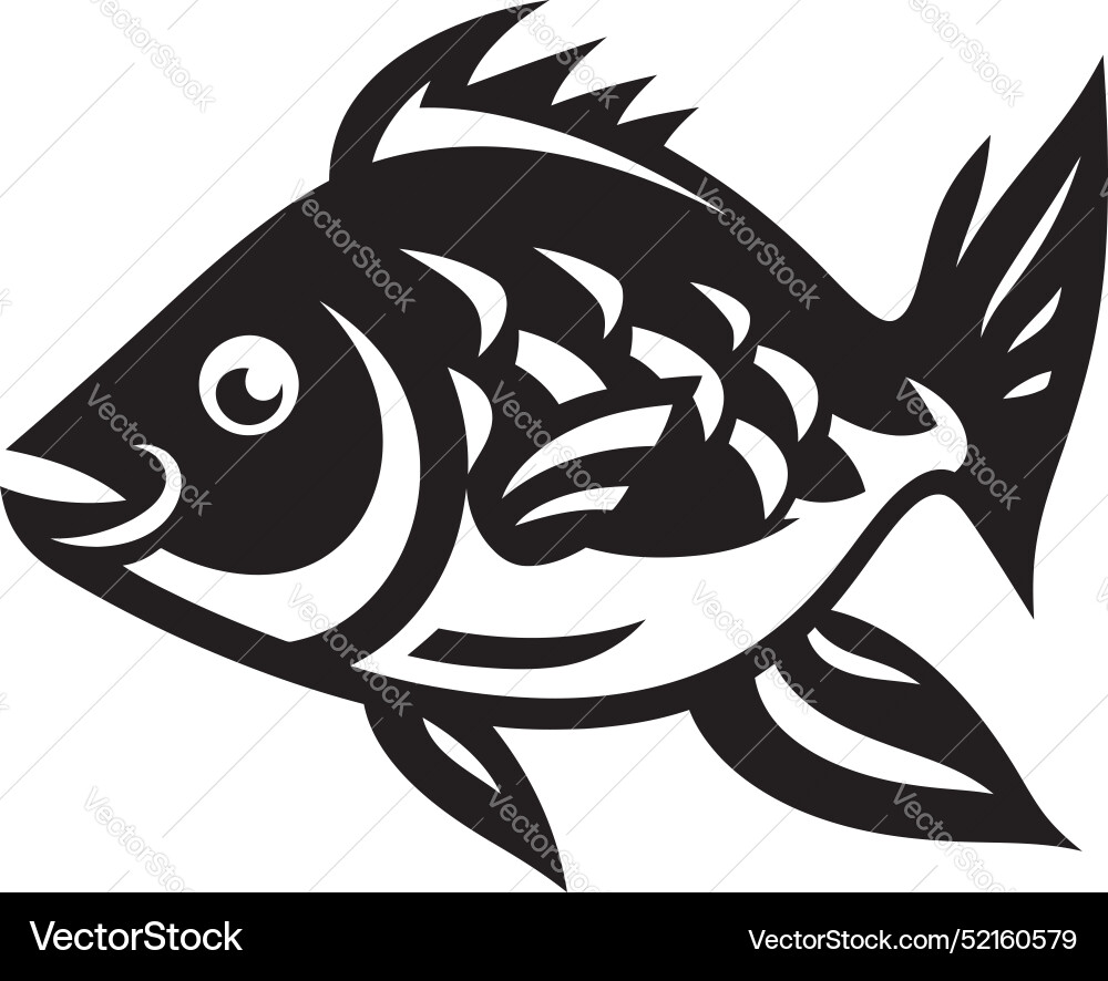 Freshwater flourish logo design with river fish Vector Image