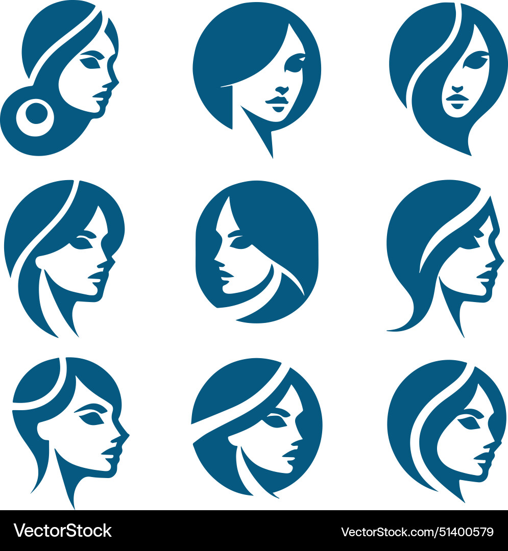 Minimal and modern lady face logo designs Vector Image