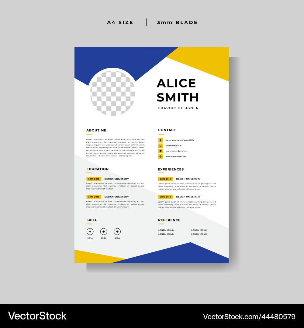 Modern curriculum vitae design template Royalty Free Vector