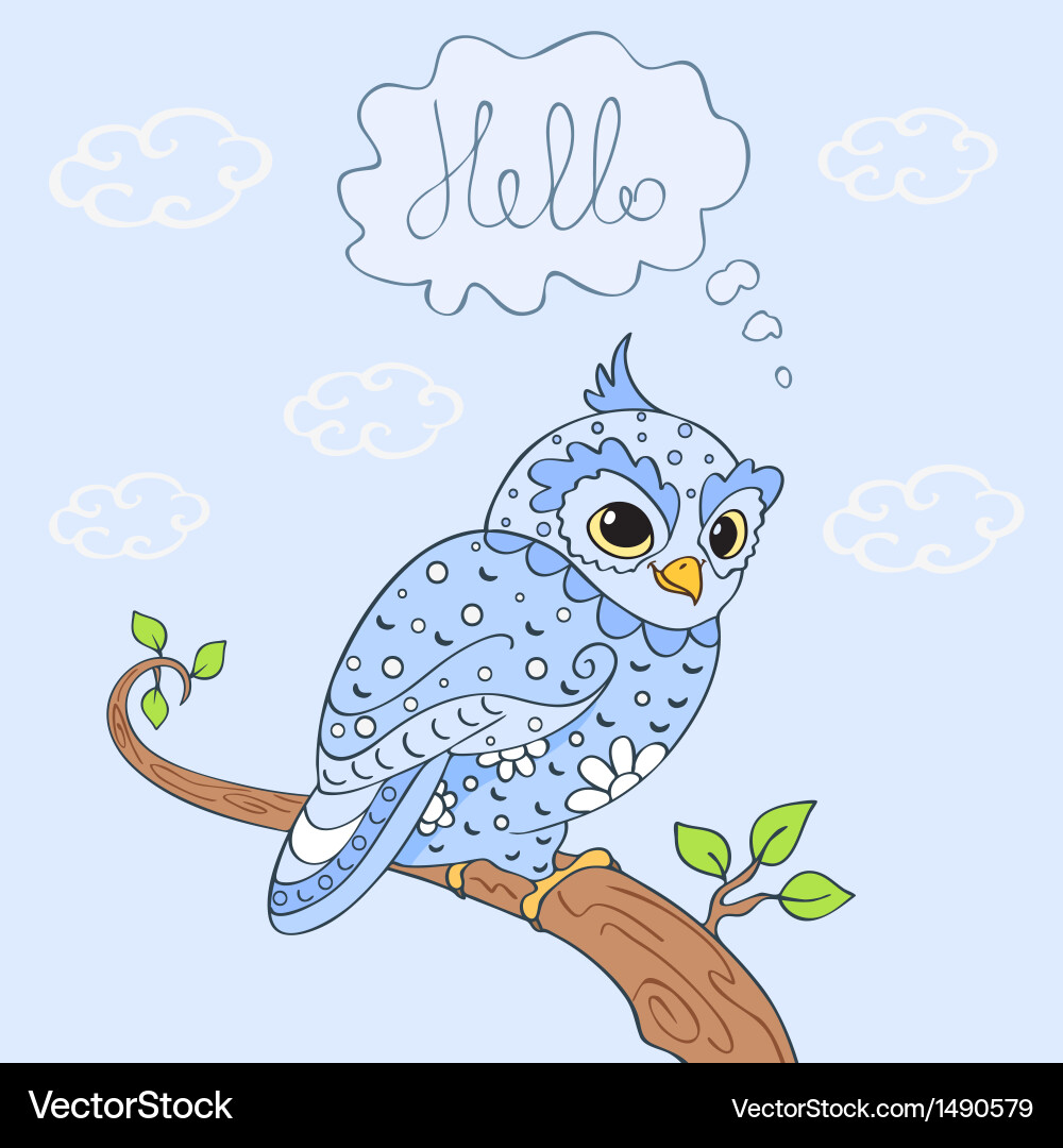Owl hello Royalty Free Vector Image - VectorStock