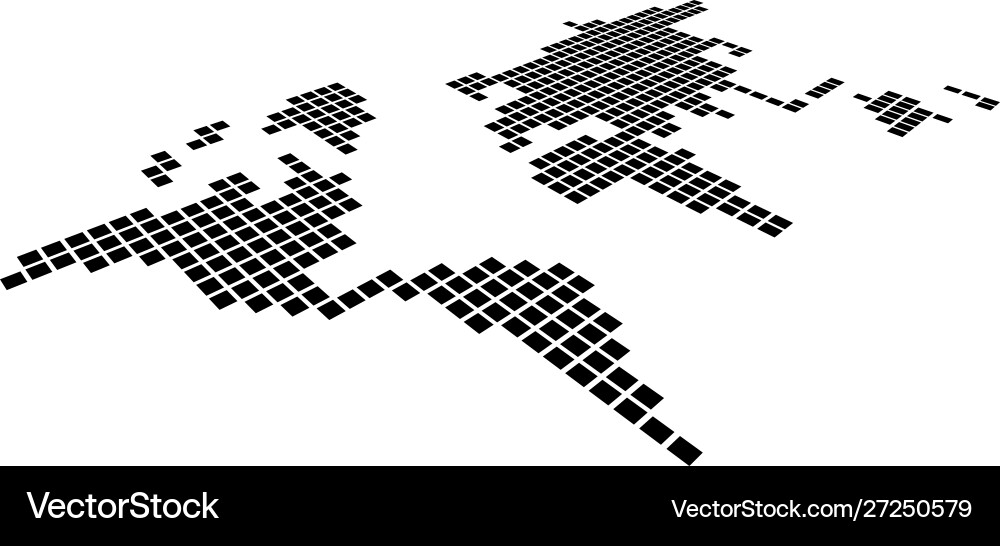 Pixelized map world front perspective black Vector Image