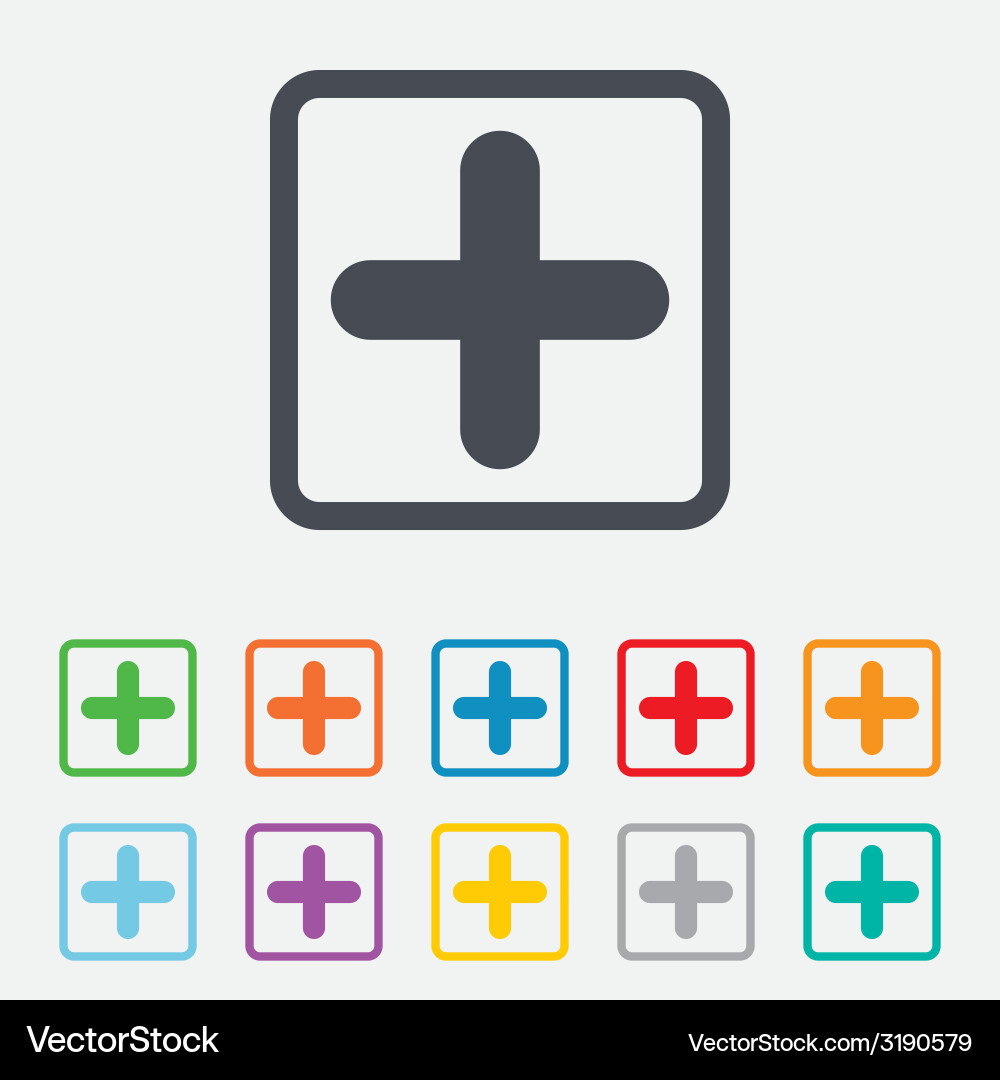 Plus sign icon positive symbol Royalty Free Vector Image