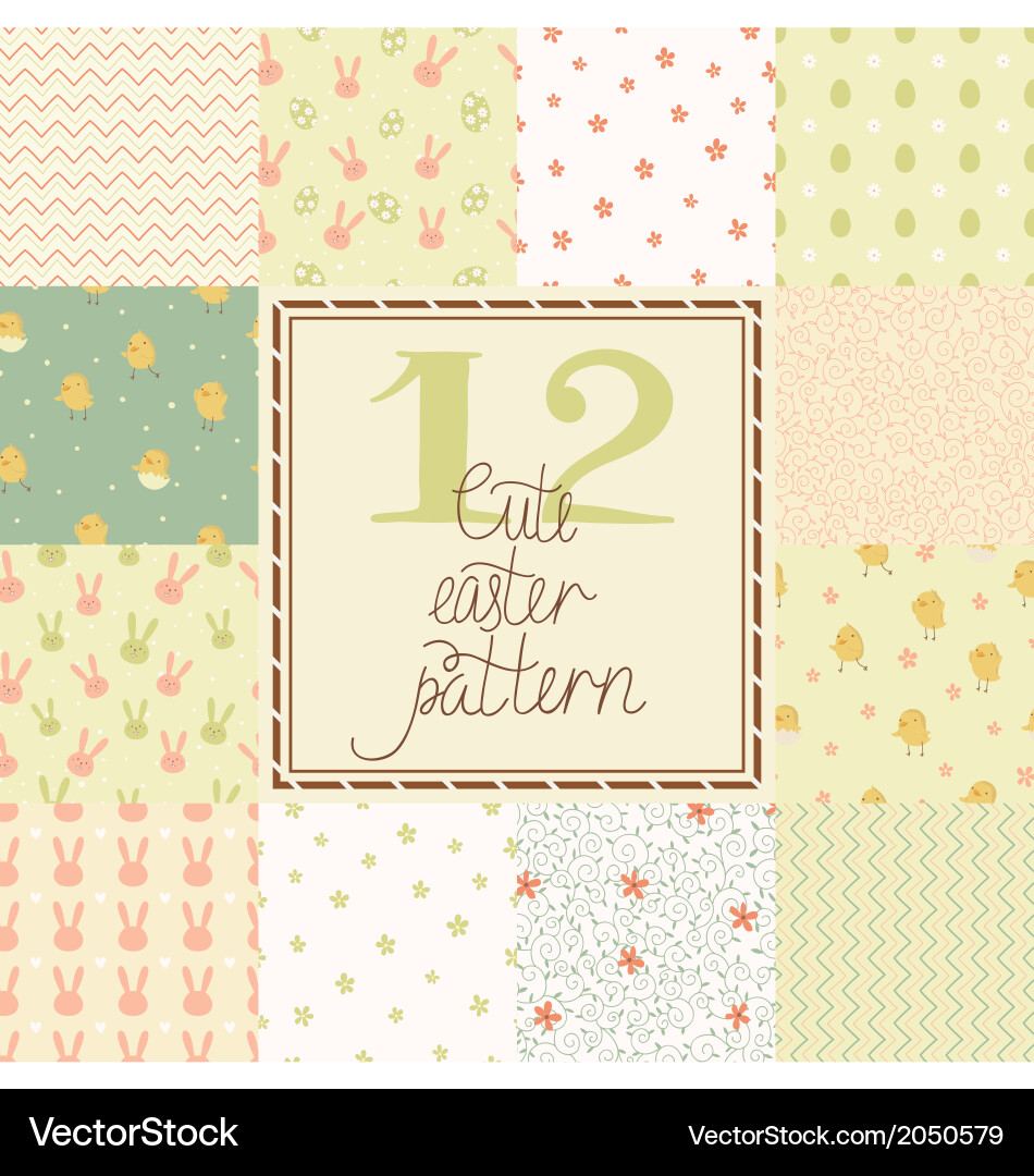 Set of cute easter patterns Royalty Free Vector Image