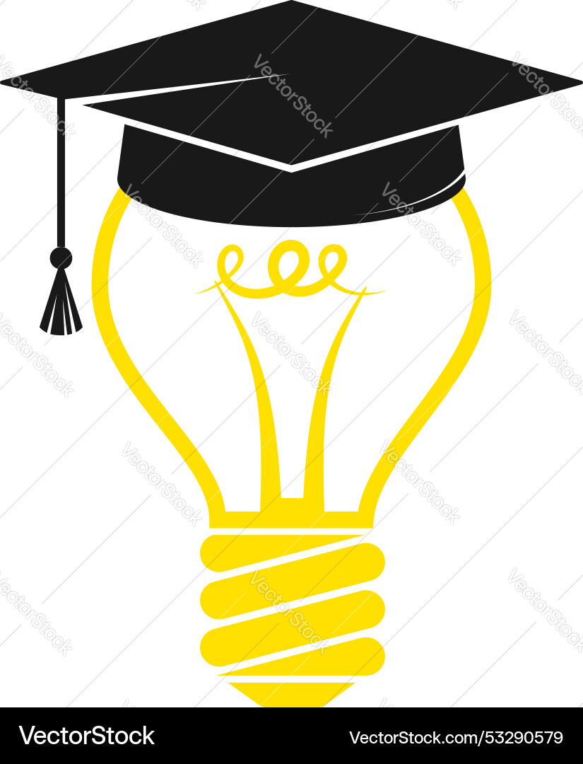 Silhouette academic cap and light bulb symbol Vector Image