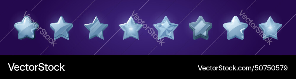 Silver game rank stars set Royalty Free Vector Image