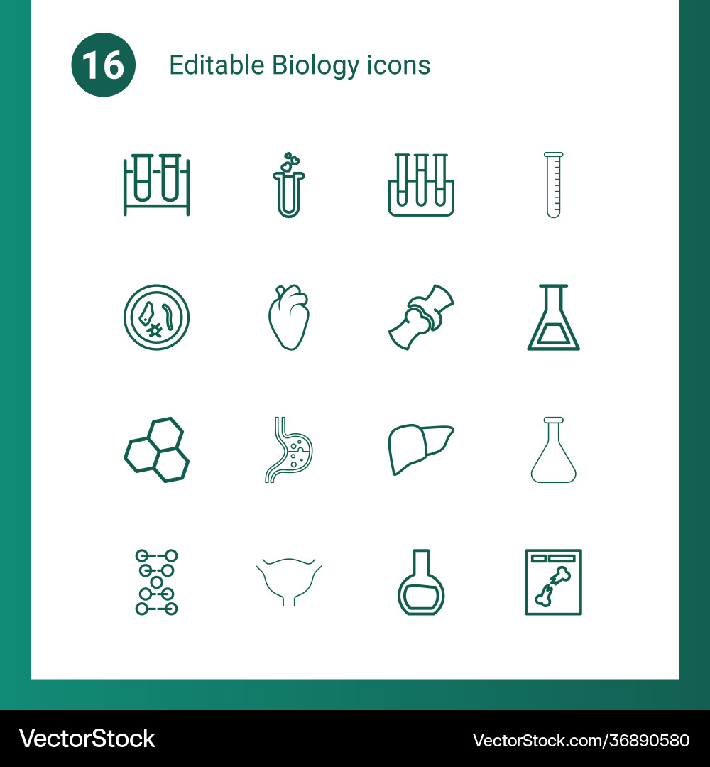 16 biology icons Royalty Free Vector Image - VectorStock