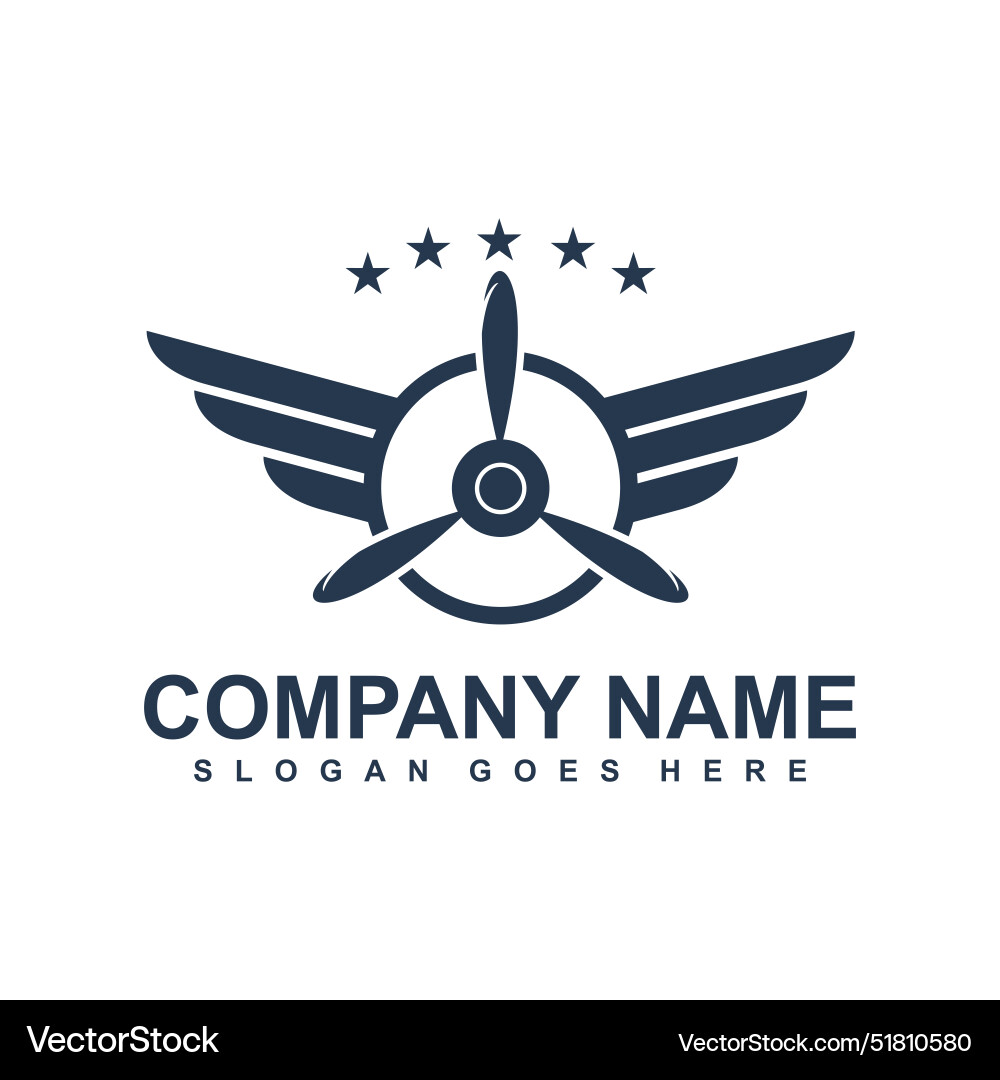Airplane propeller emblem aviators club logo Vector Image