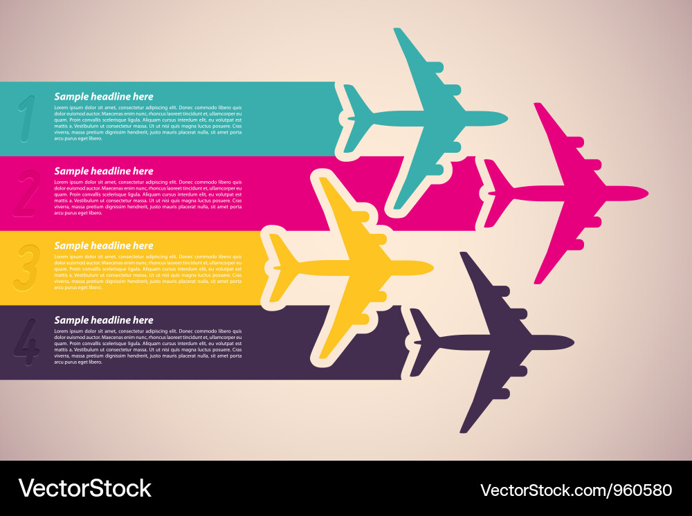 Background with colorful airplanes Royalty Free Vector Image