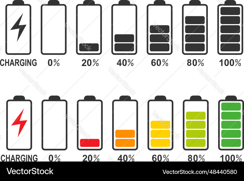 Battery recharge symbols Royalty Free Vector Image