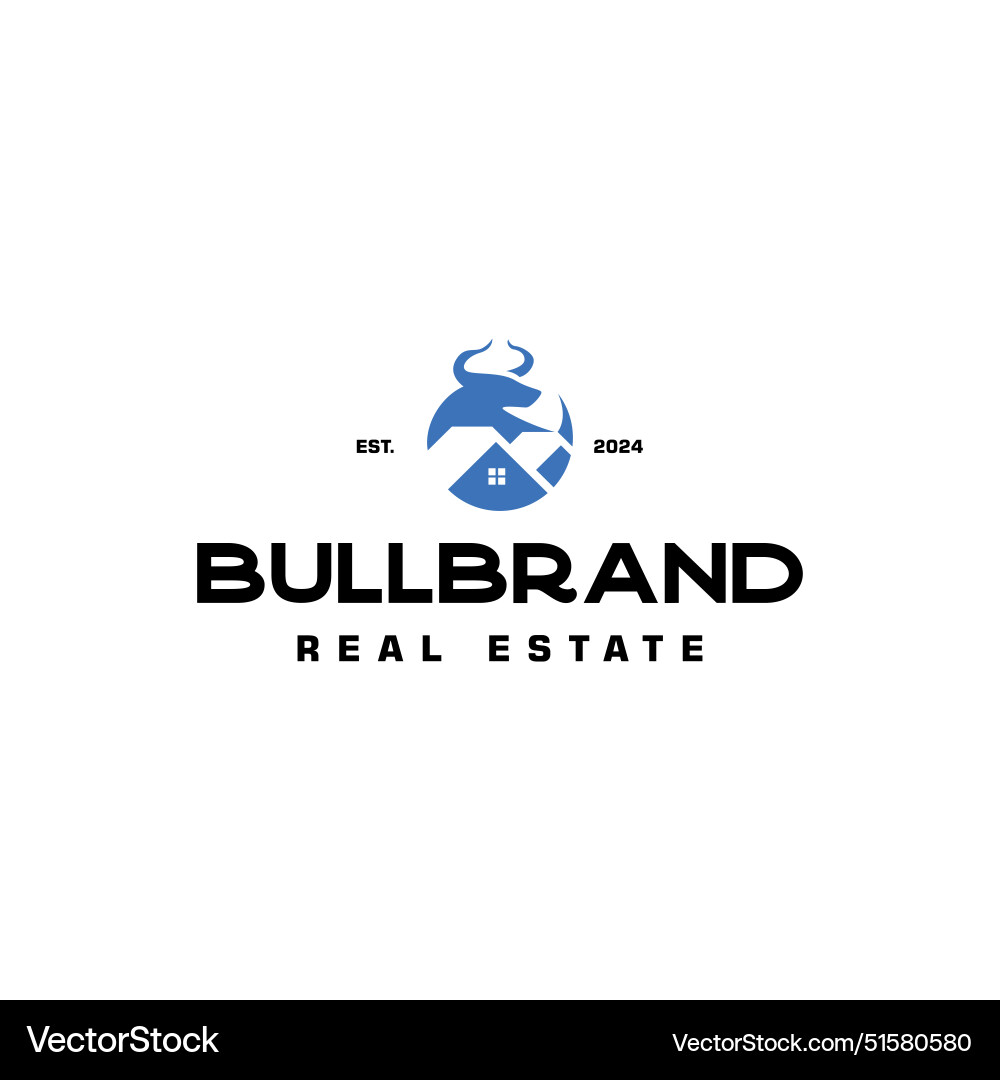 Bull real estate logo Royalty Free Vector Image