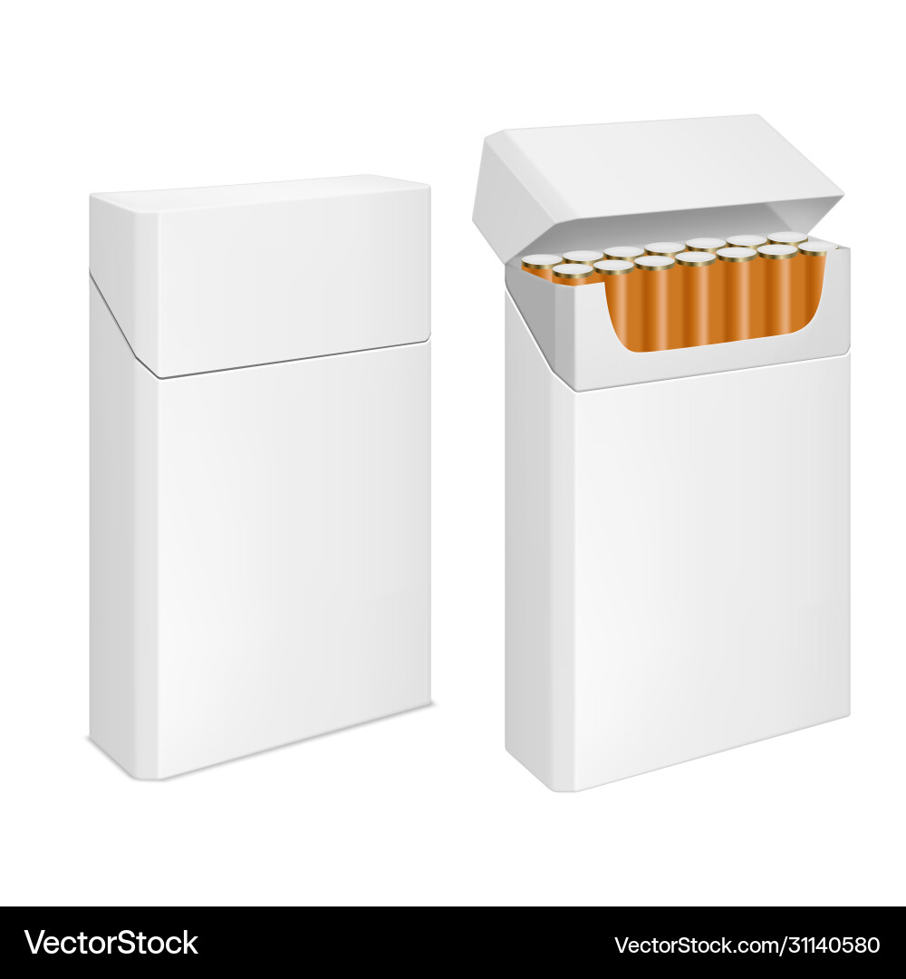 Cigarettes pack realistic blank white box mockup Vector Image