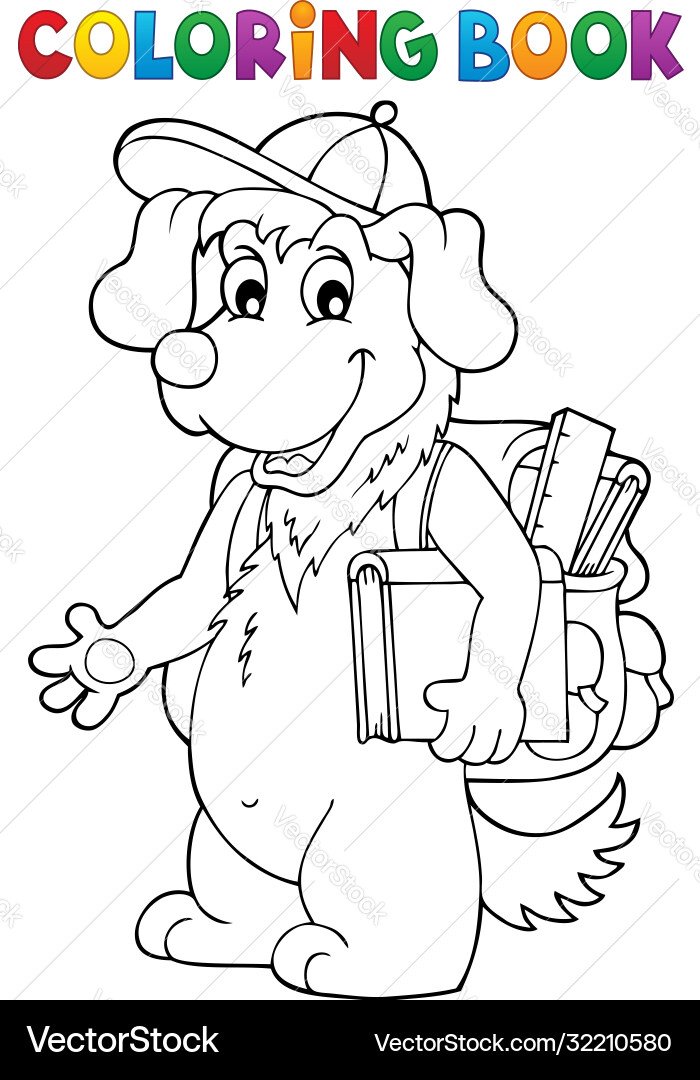 Coloring book school dog theme 1 Royalty Free Vector Image