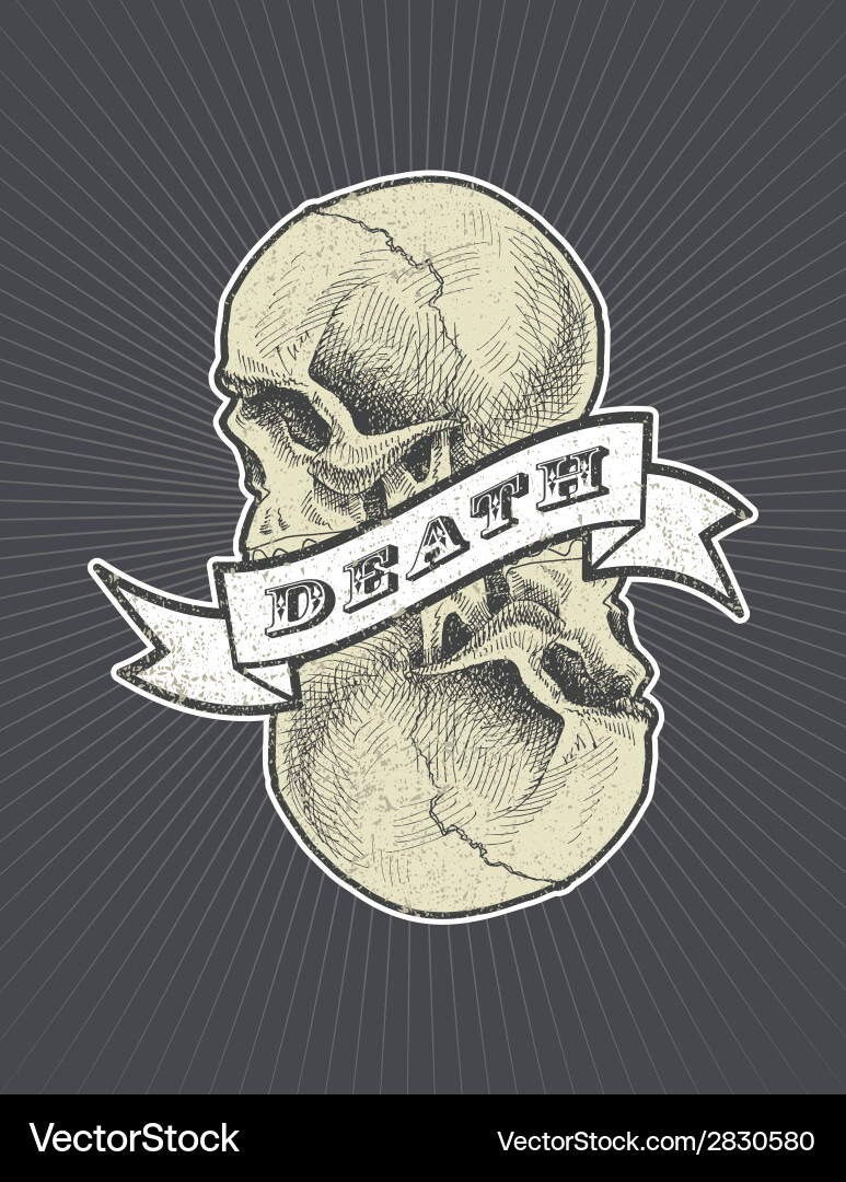 Death sign with ribbon and skull eps8 Royalty Free Vector