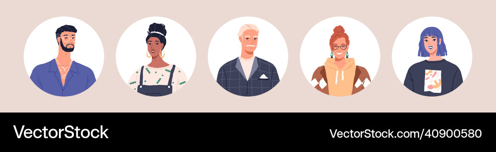 Diverse Zeichen avatars set face portraits Vektorbild