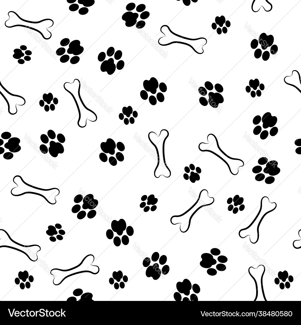 Dog foot print seamless pattern on white Vector Image