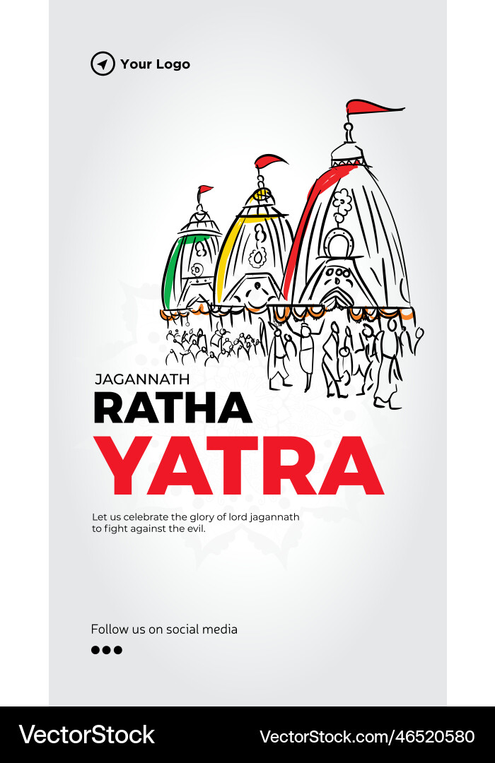 Jagannath rath yatra portrait template design Vector Image