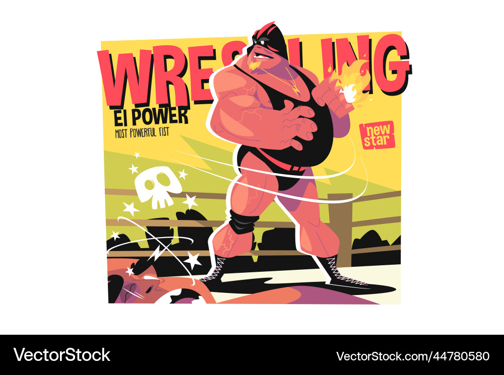 Muscular male pro wrestler Royalty Free Vector Image