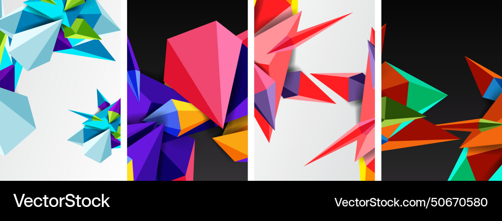 Set of triangle geometric low poly 3d shapes Vector Image