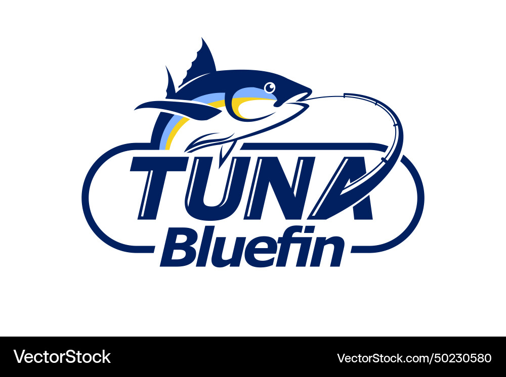 Tuna Label logo bluefin Lizenzfreies Vektorbild