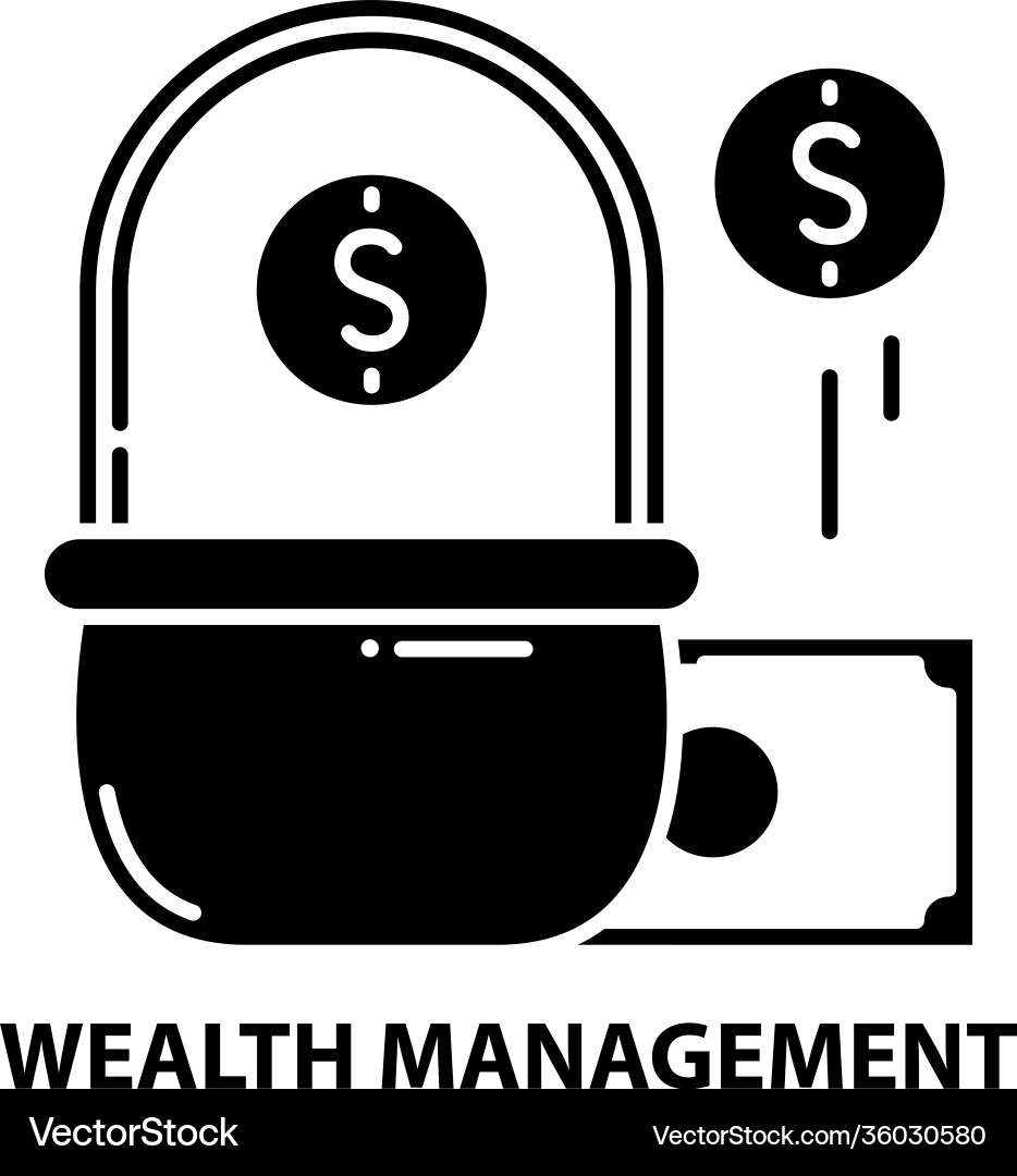 Wealth management icon black sign Royalty Free Vector Image