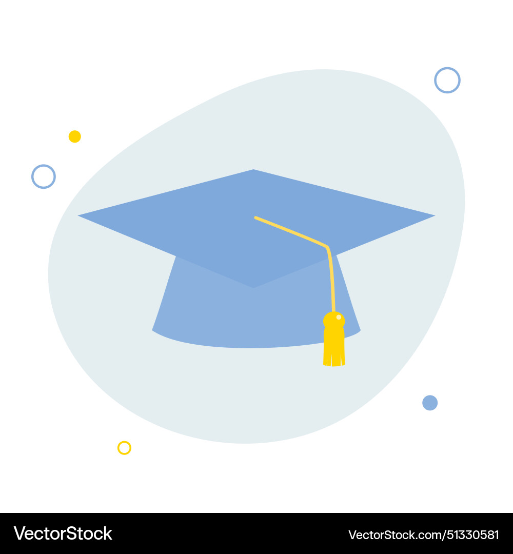 Blue graduation cap on abstract background Vector Image