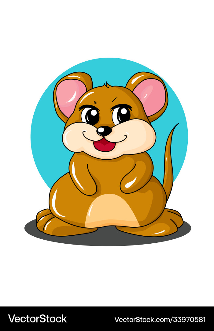 Brown fat mouse blue background design animal Vector Image