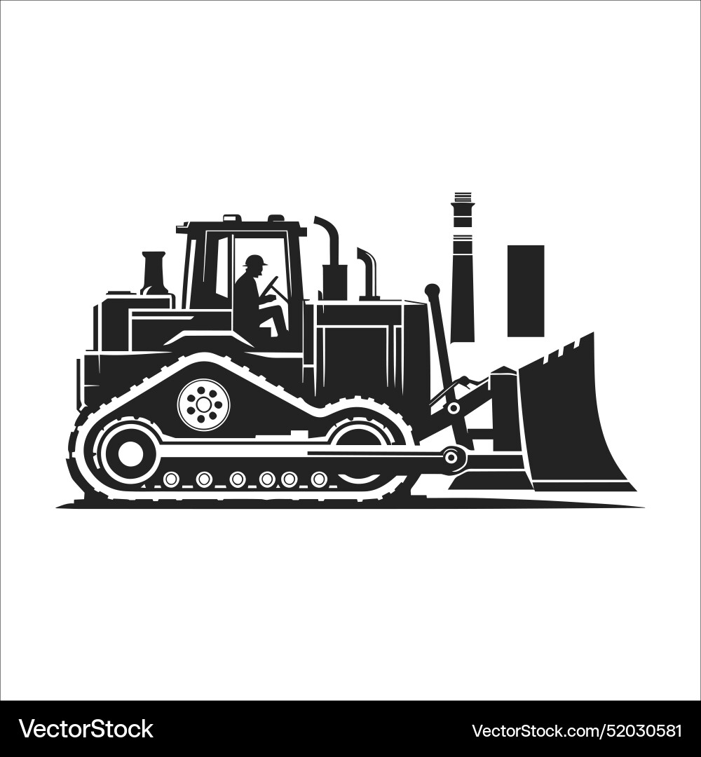 Bulldozer minimalist art Royalty Free Vector Image