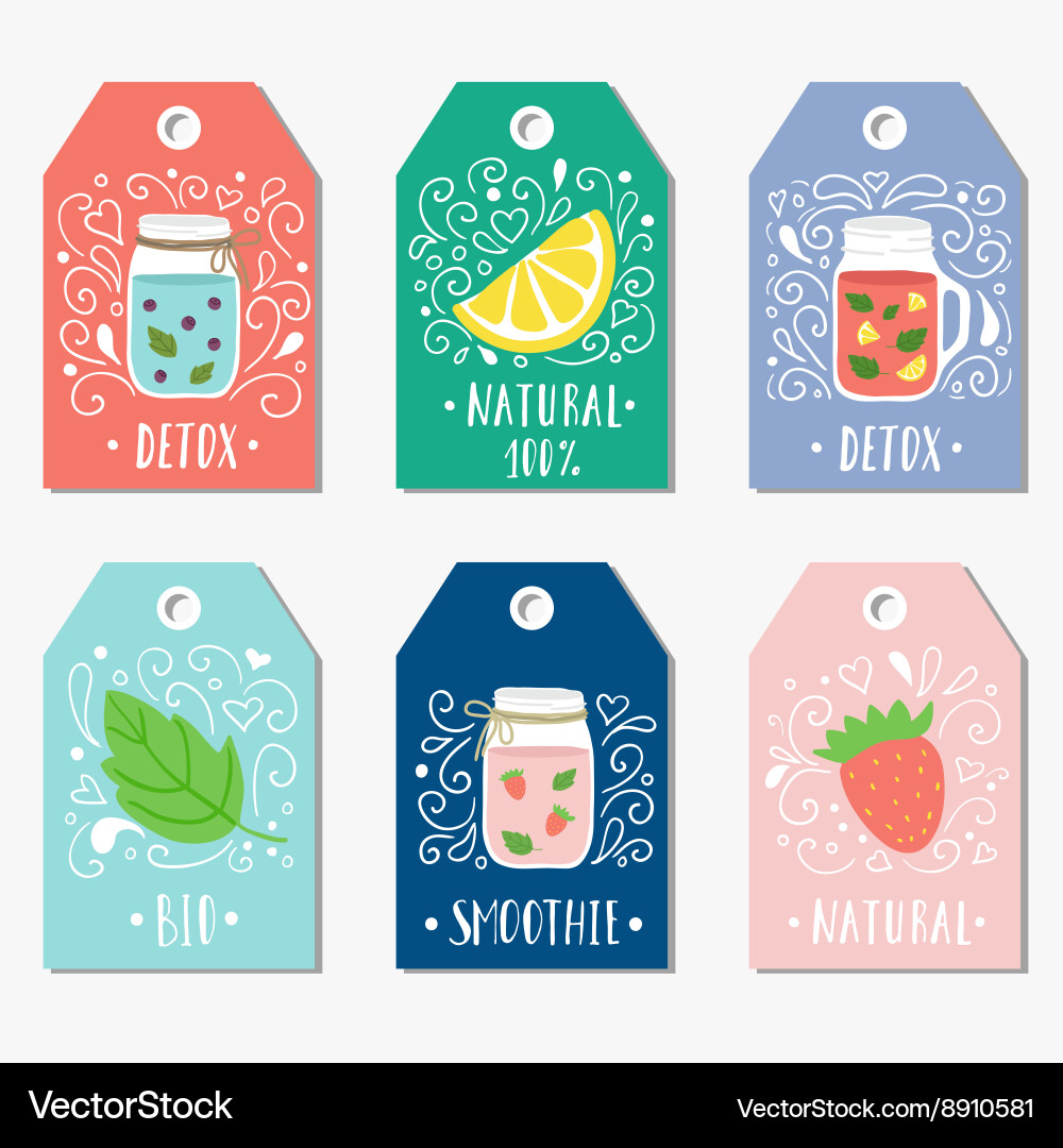 Healthy Smoothie Stickers & Labels Royalty Free Vector
