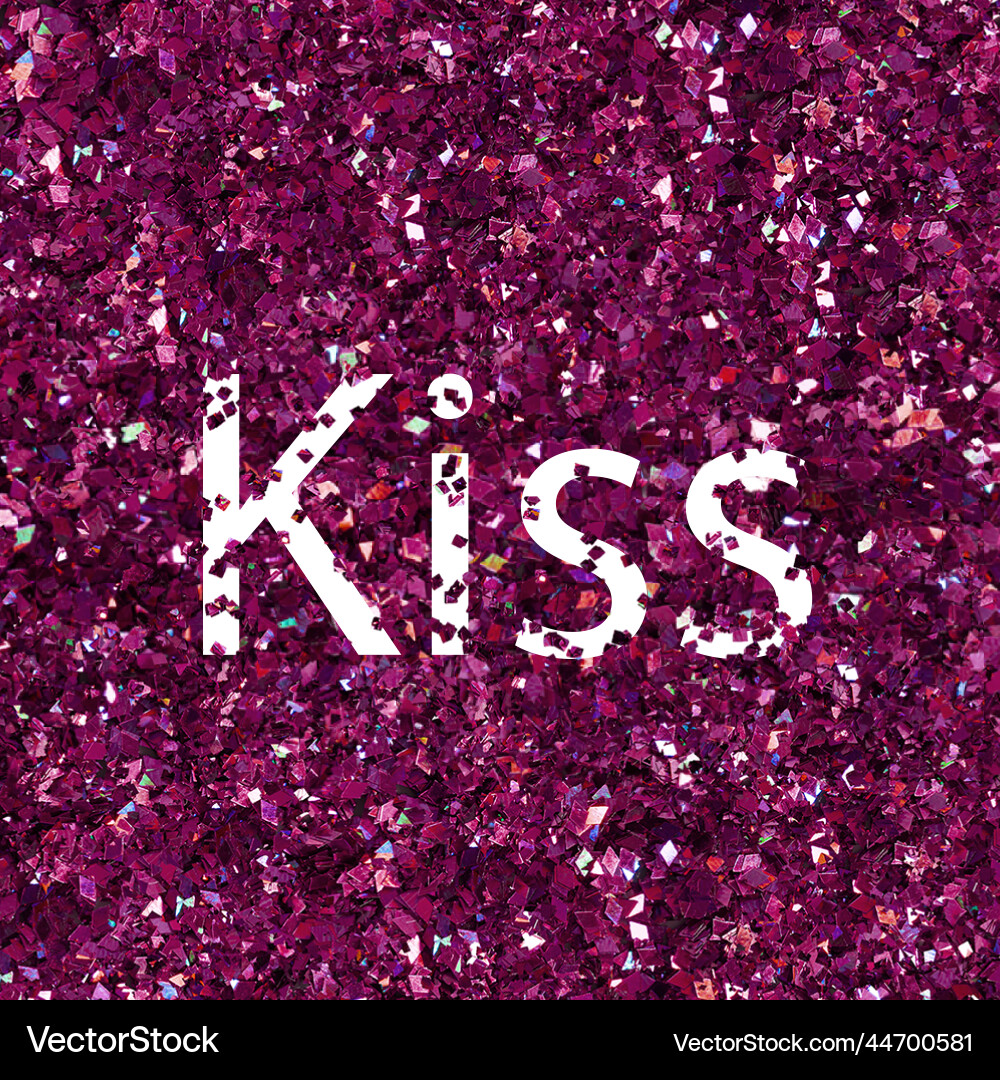 Kiss word glitter font typography Royalty Free Vector Image